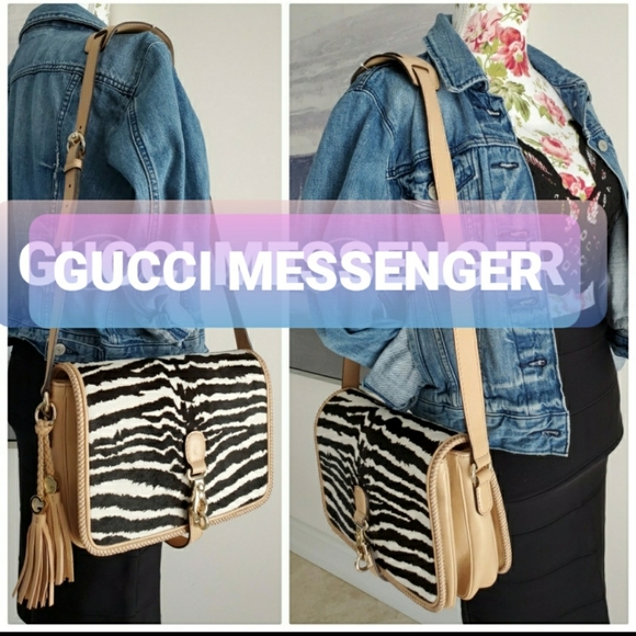 Gucci | Bags | Gucci Beige Leather And Zebra Pony Hair Messenger | Poshmark